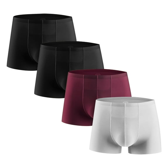 JSKUMAR 4PC Mens Basic Boxer Square Leg Underwear Breathable Ice Silk ...