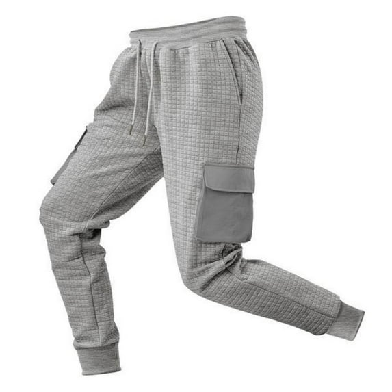 JSKUMAR Men's Cargo Pants Casual Elastic Waist Drawstring Plaid Pants ...