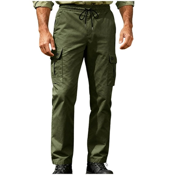 JSKUMAR Men's Casual Cargo Pants Relaxed Fit Drawstring Elastic Waist ...
