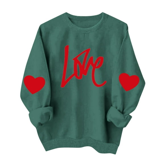 JSKUMAR Valentines Sweatshirts for Women Cute Heart Graphic Tops Casual ...