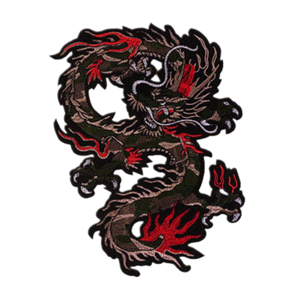 JSNKJL 12.4'' Large Camouflage Dragon Iron On Sew On Patch Embroidered ...