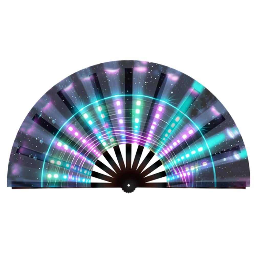 JSNKJL Folding Handle Dancing Fan Laser-Colors Hand Fans Disco UK B7B7 ...