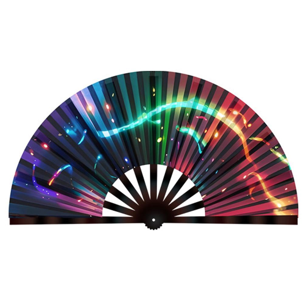 JSNKJL Folding Handle Dancing Fan Laser-Colors Hand Fans Disco UK B7B7 ...