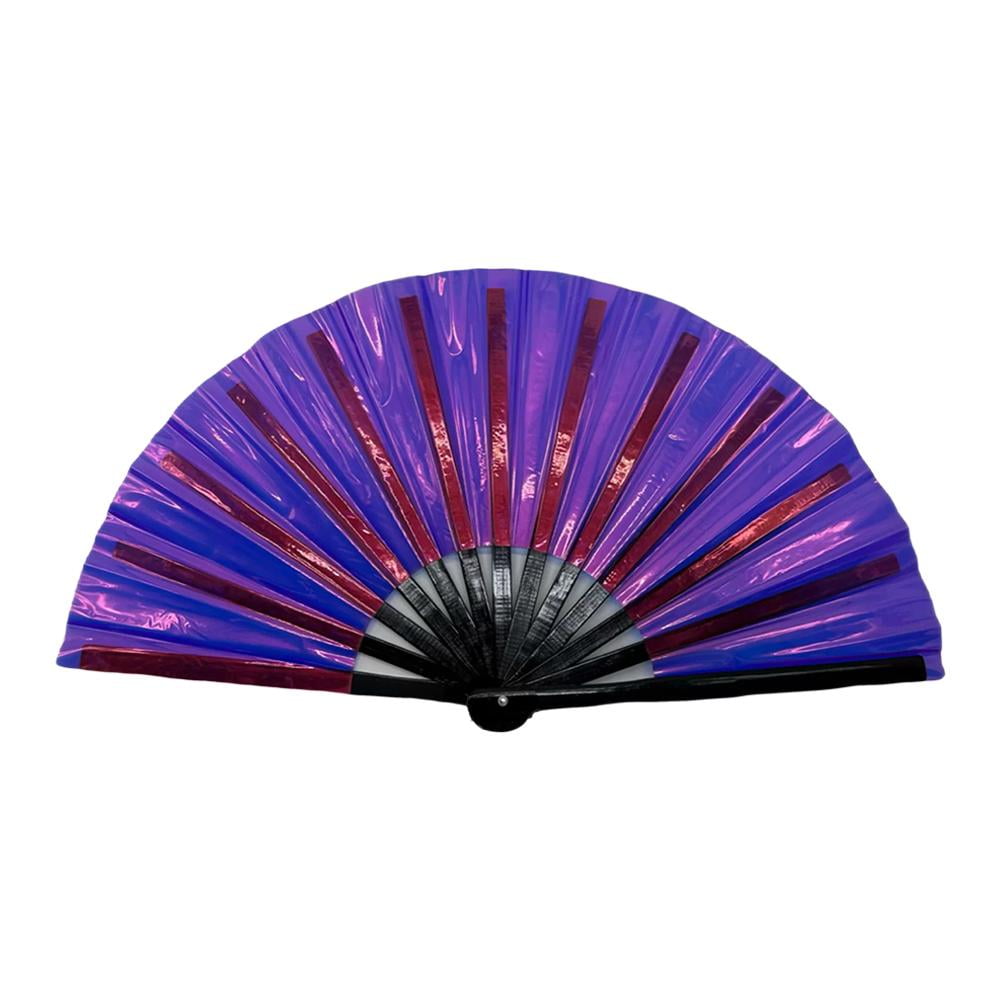 JSNKJL Large Holographic Folding Clack Fans for LINE Dancing, Laser ...