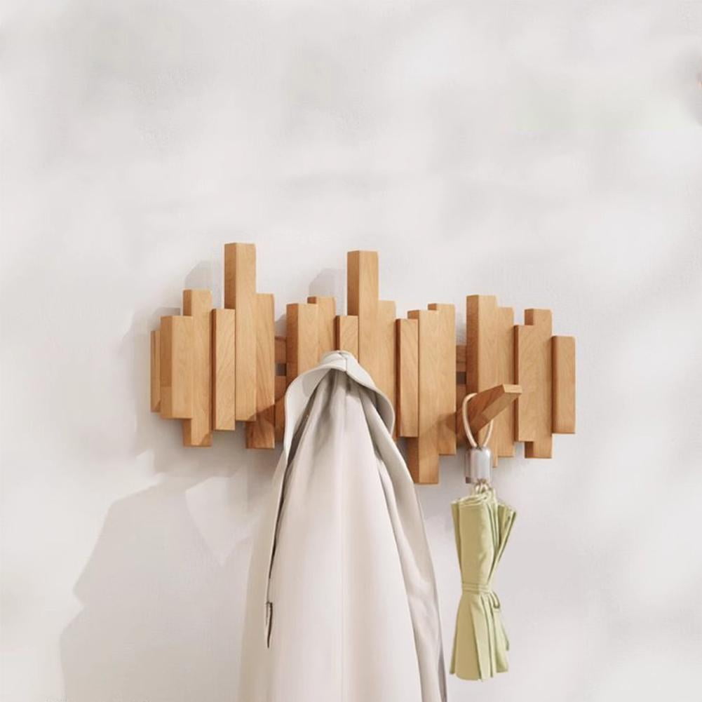 JSNKJL Natural Wood Wall Mounted Piano Coat Rack, Coat Rack Wall Mount ...