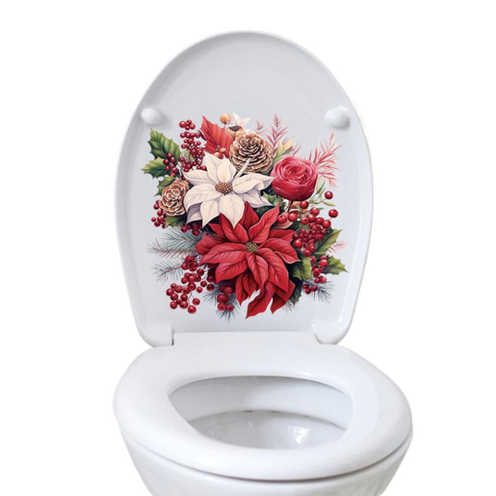 JSNKJL Red Floral Stickers Home Bathroom Toilet Stickers Self Pasting ...
