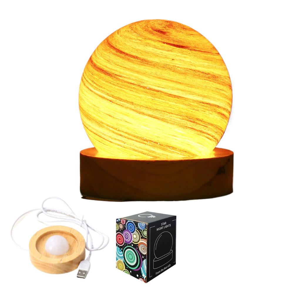 JSNKJL tkerinse Planet Night Light Handmade Blown Glass Art, 3D Galaxy ...