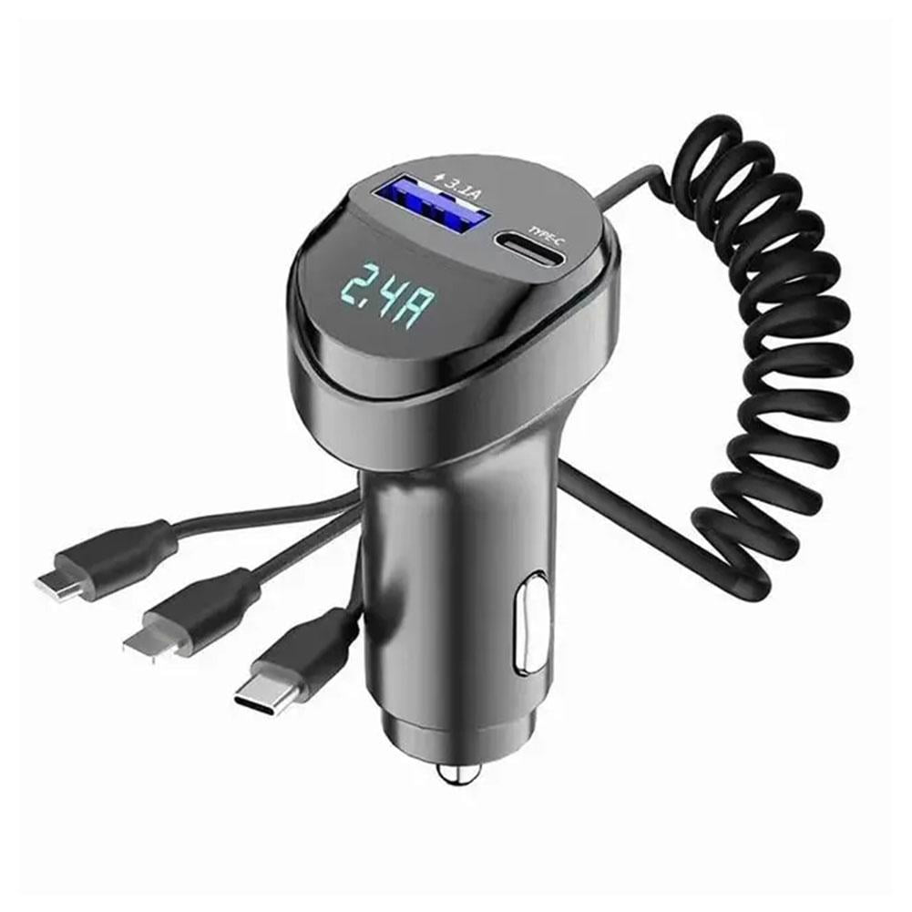 JSNKJLM Fast Car Charger 3-in-1 Charging Cable USB + TYPE C Universal ...