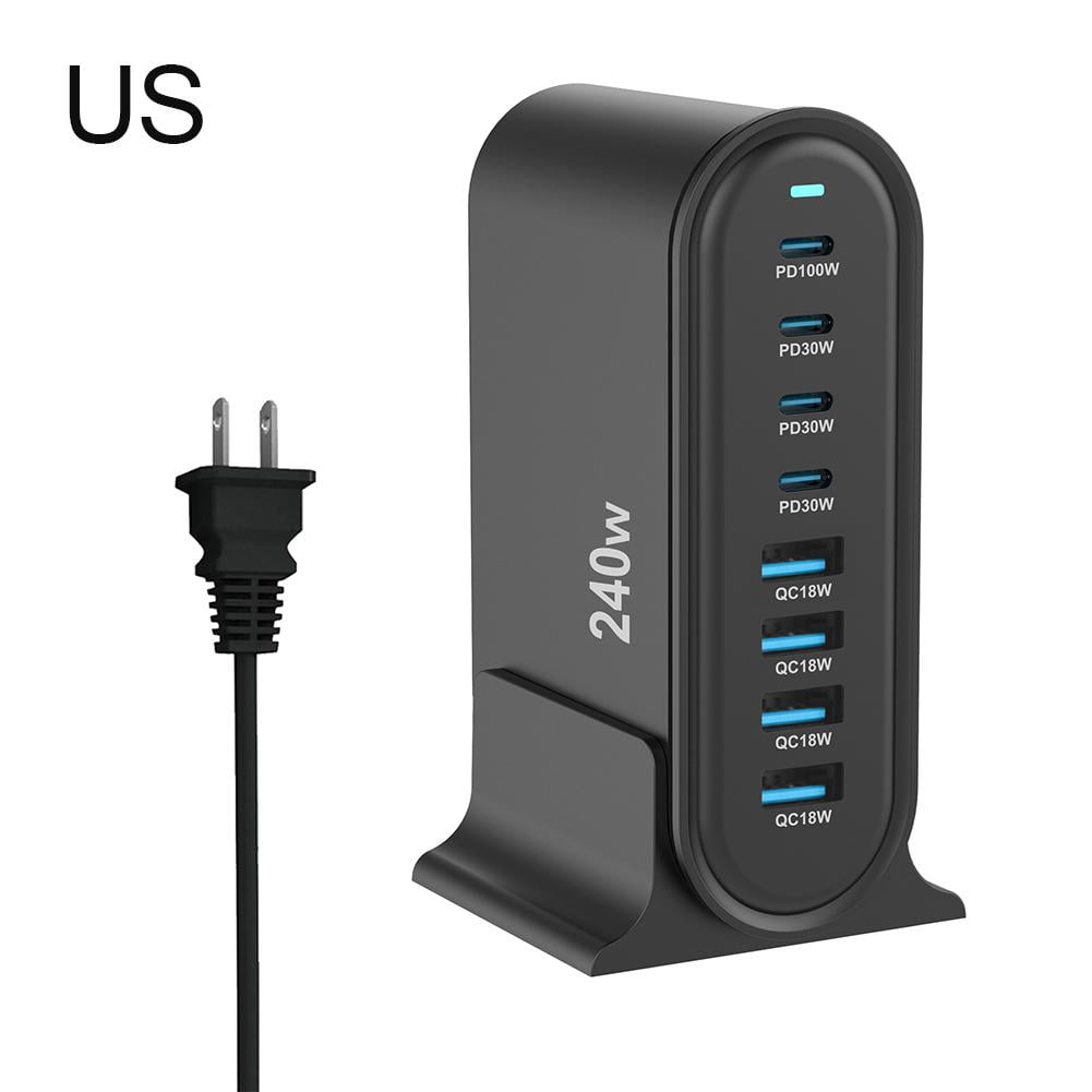 JSNKJLMN 240W USB C Charger, Portable Travel 3rd GaN Charger, 8-Port ...