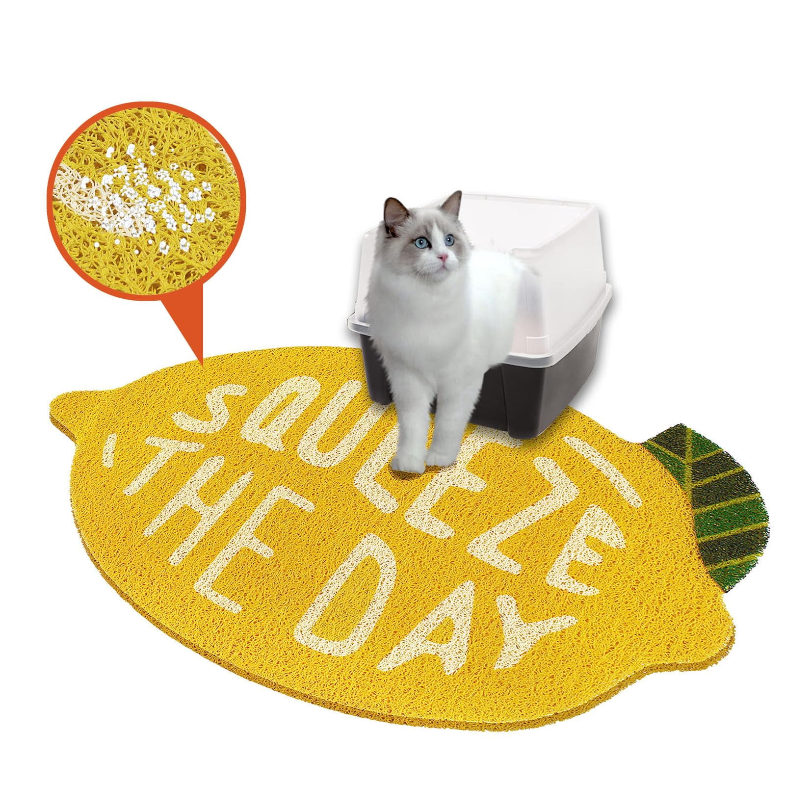 JSNTORIH Cute Cat Litter Trapping Mat 24”x16”, Traps Mess from Litter ...