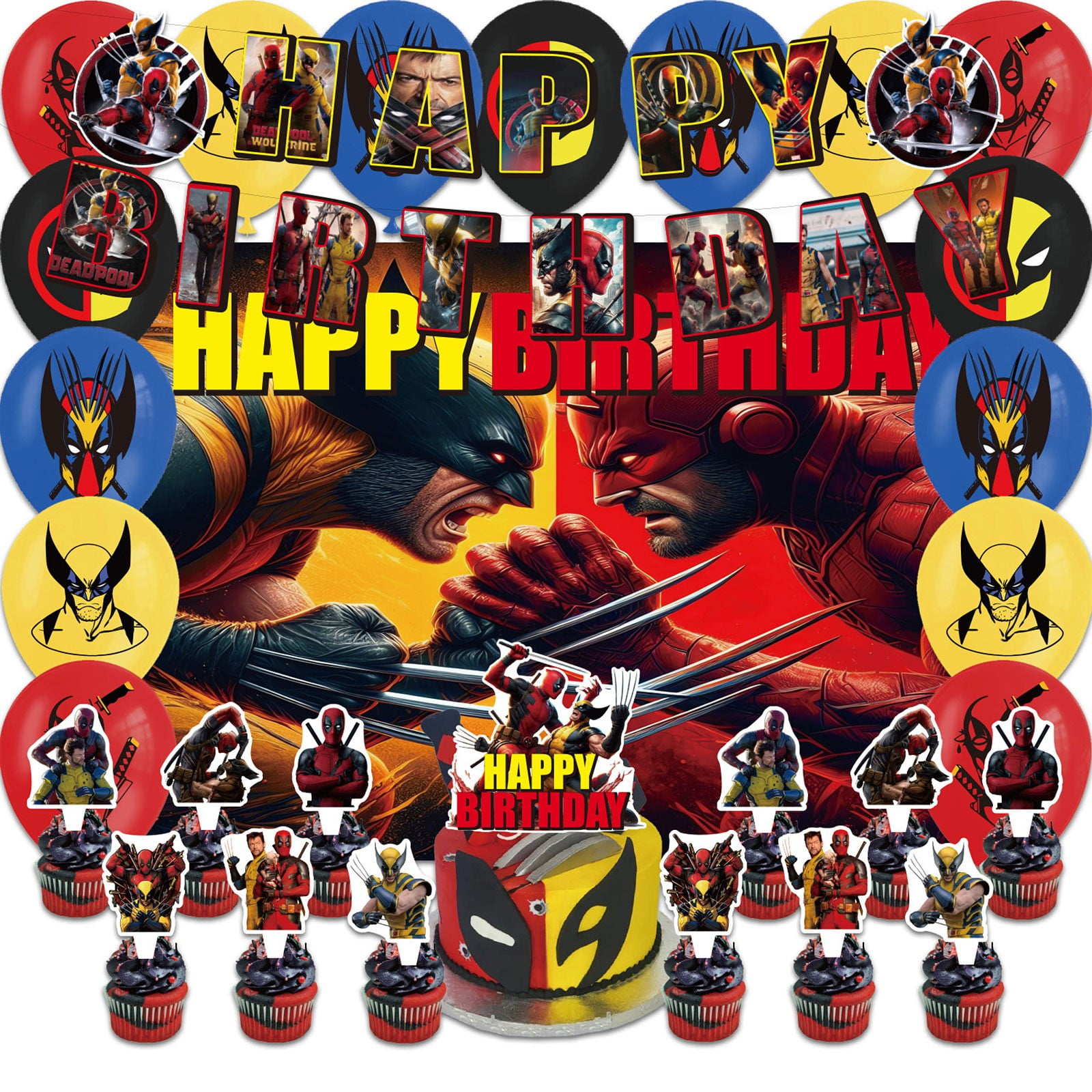 JSNV Deadpool Wolverine Birthday Party Decorations – 1 Banner, 1 ...