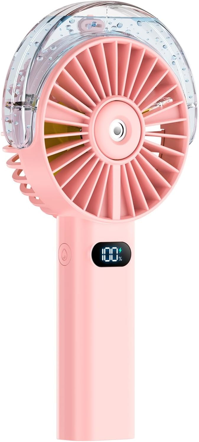 JSNV Handheld Misting Fan Portable, 4000mAh Rechargeable Battery ...