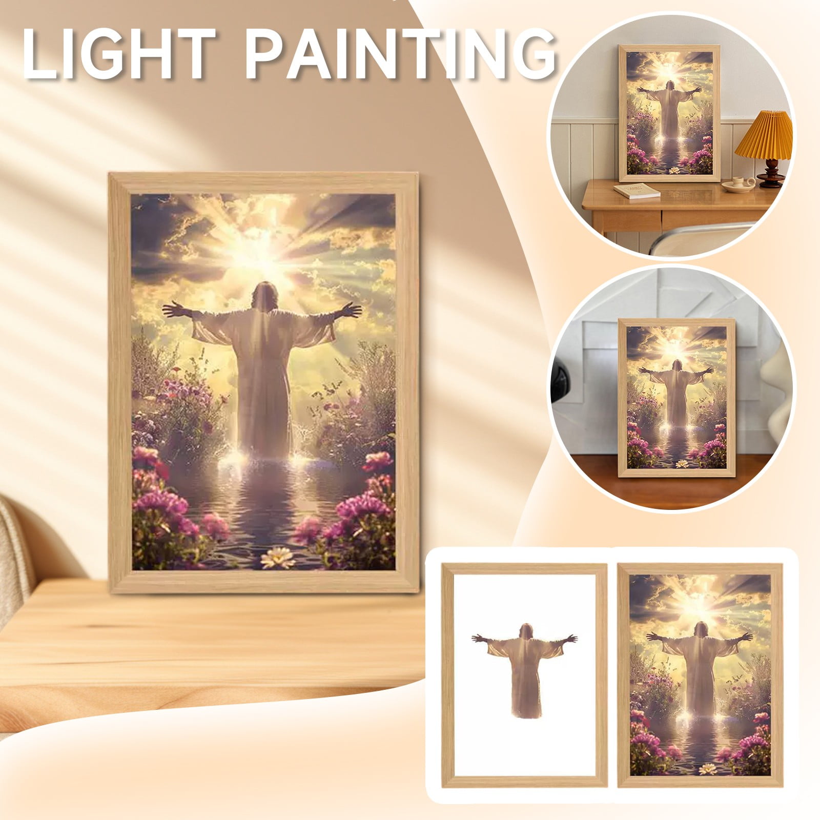 JSNV Jesus Lamp LED Light Up Picture Frame, Jesus Night Light Christ ...