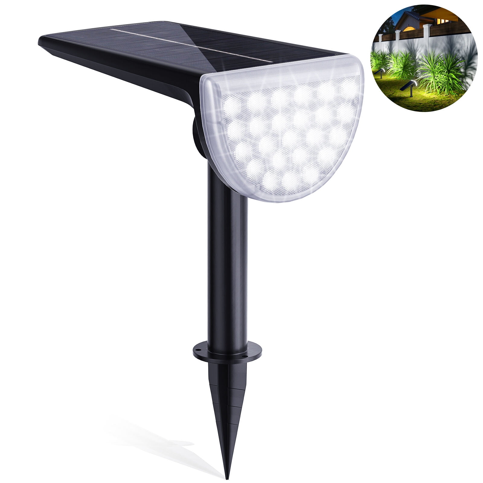 JSOT 1 Pack 600lm Solar Spotlight, Bright Solar Landscape Lights ...