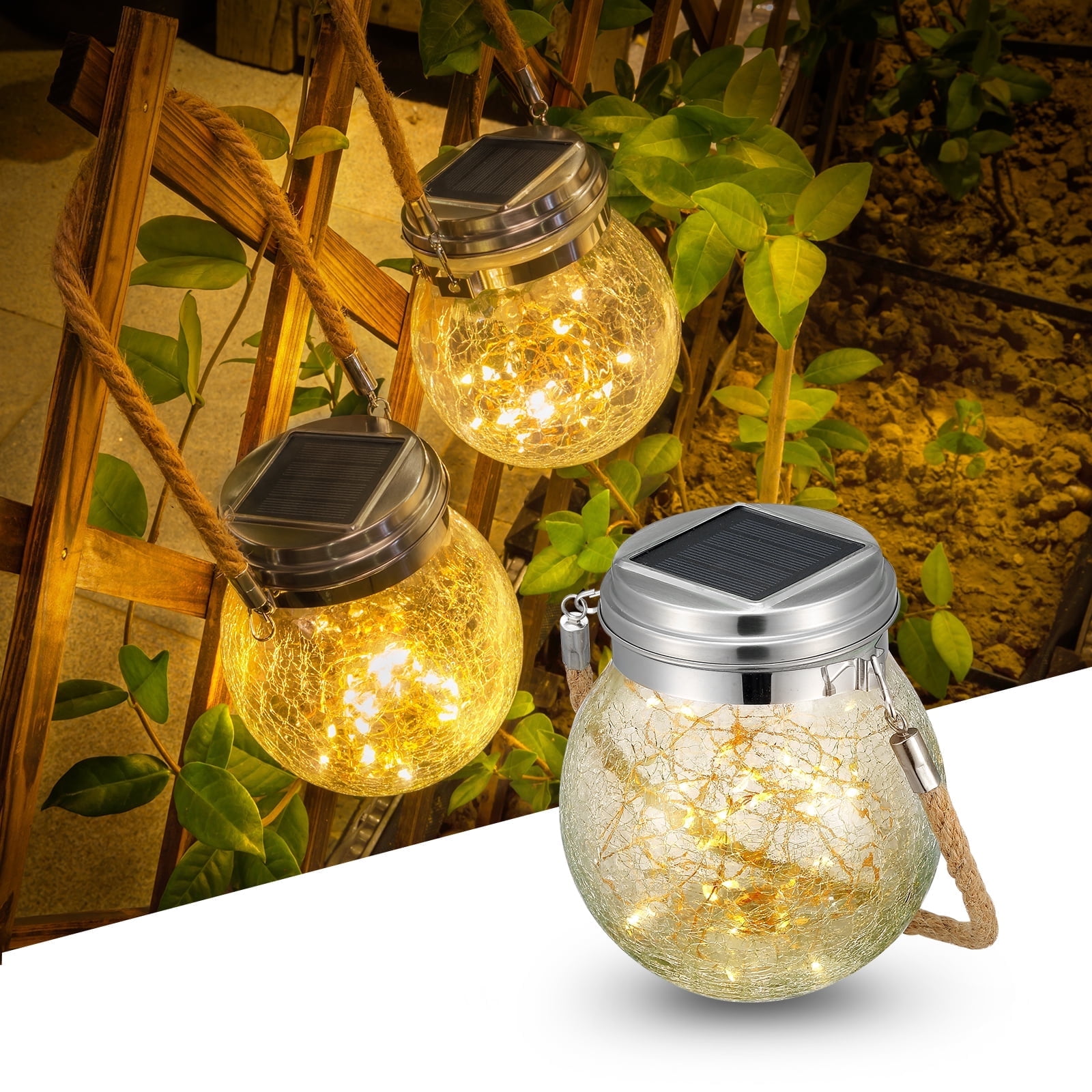 JSOT 1 Pack Solar Hanging Lanterns, LED Solar Garden Lanterns, Solar ...
