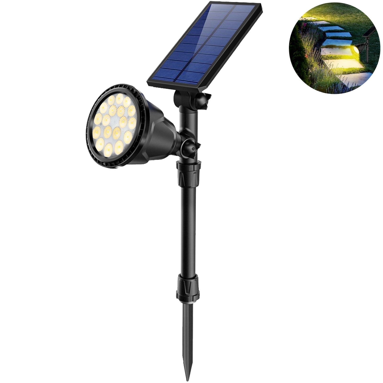 JSOT 1 Pack Solar Spot Lights Outdoor, 600lm Solar Flood Lights, LED ...