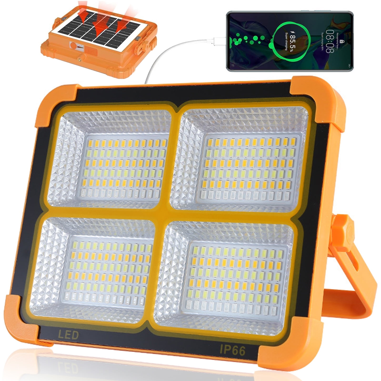 JSOT 100W Portable LED Solar Work Light, 288LED 10000LM Rechargeable ...