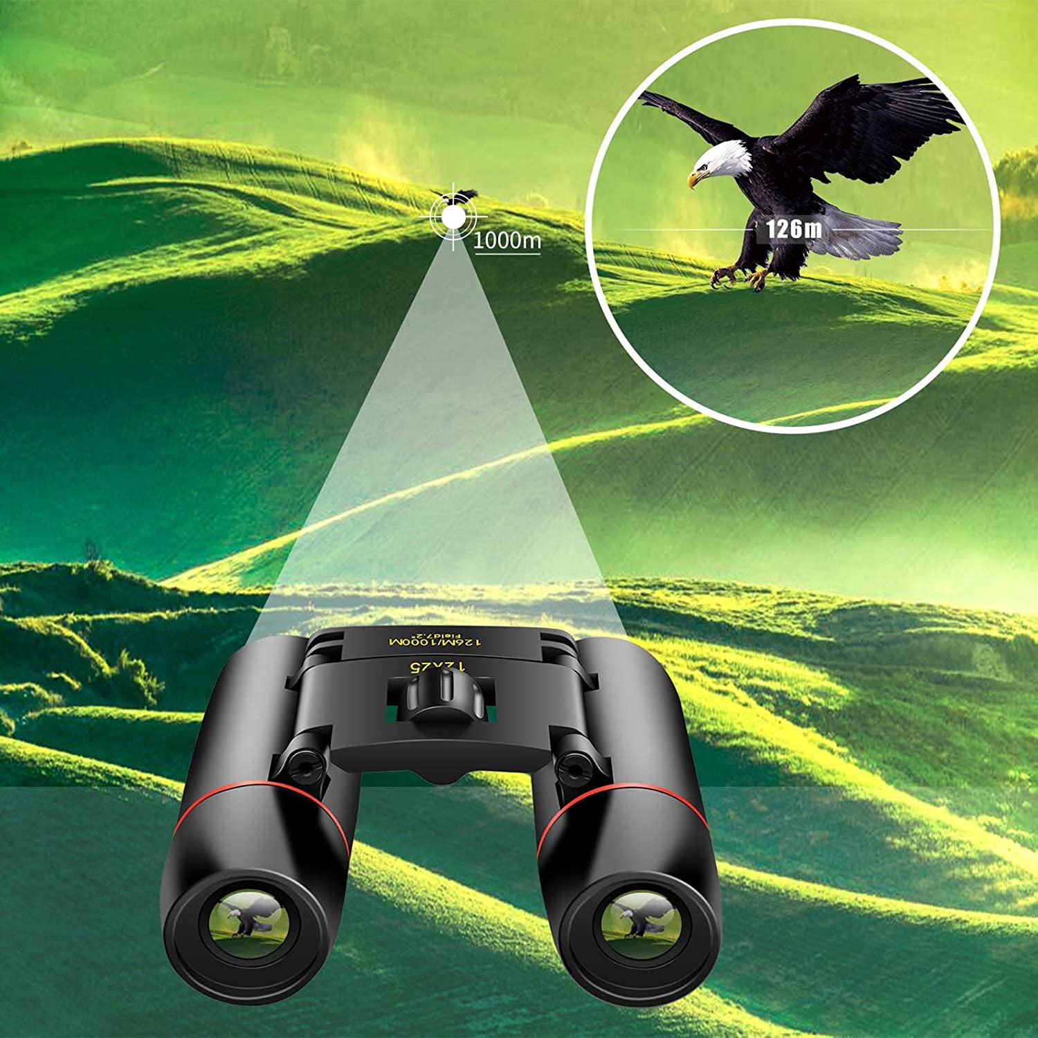 JSOT 12x25 Waterproof Compact Binoculars, Folding Pocket Binoculars for ...