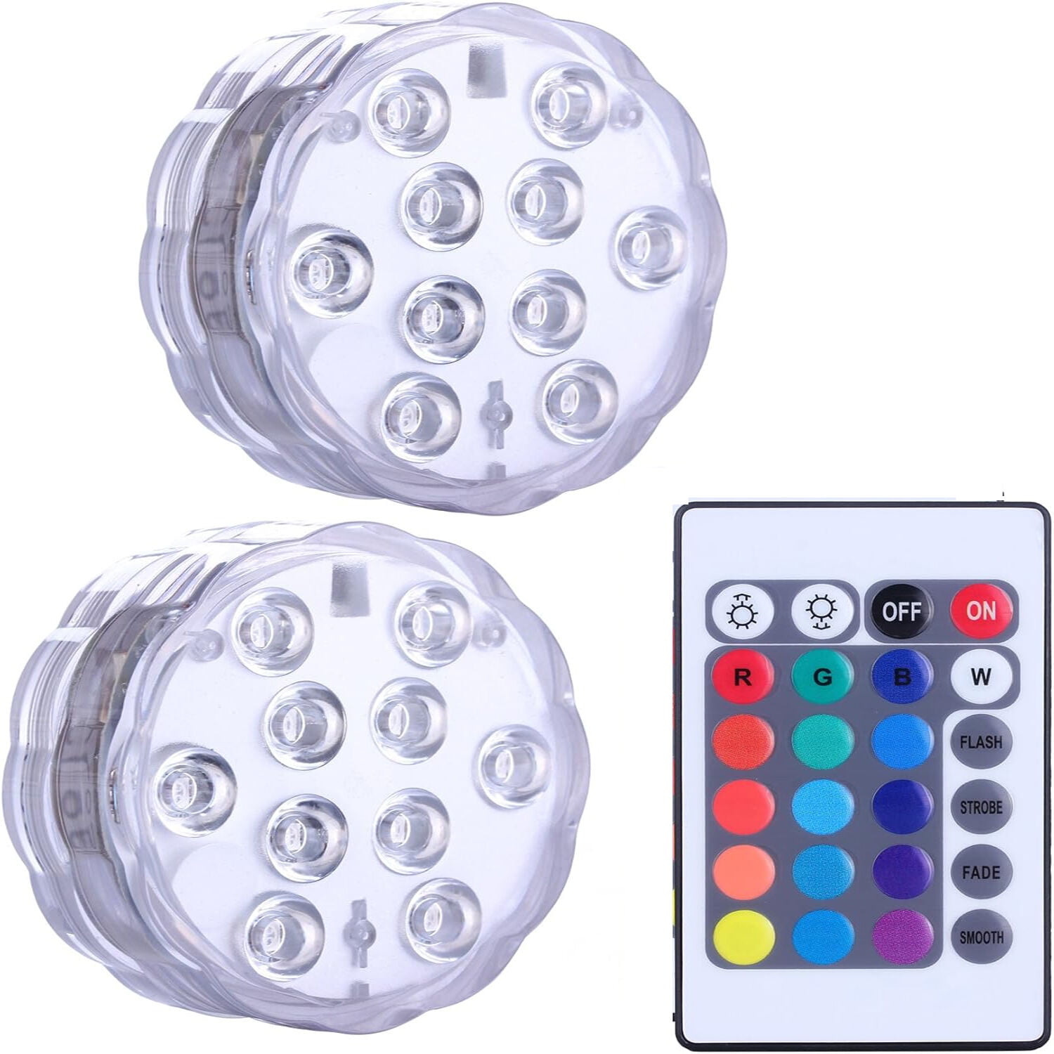JSOT 2 Pack LED Pool Lights, IP68 Waterproof Underwater Pool Light with ...