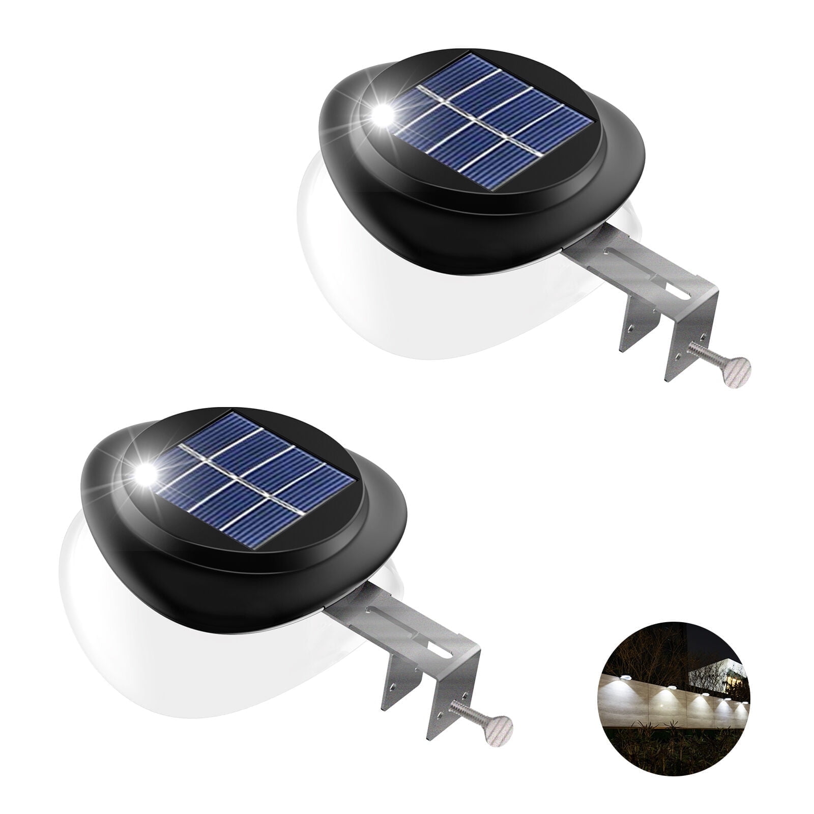 JSOT 2 Pack Solar Gutter Lights, Solar UFO Lights for Eaves, Backyard ...