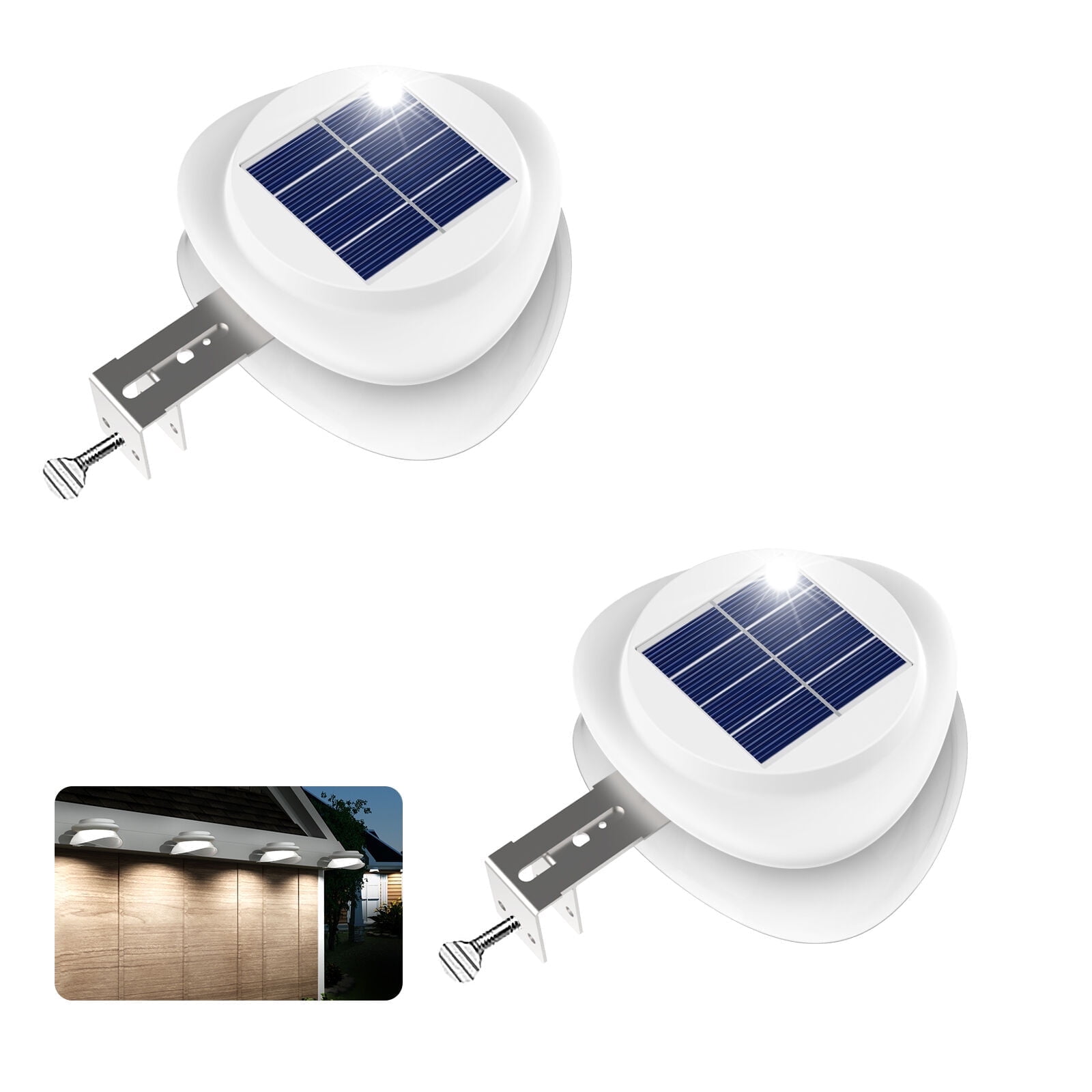 JSOT 2 Pack Solar Gutter Lights, Solar UFO Lights for Eaves, Backyard ...