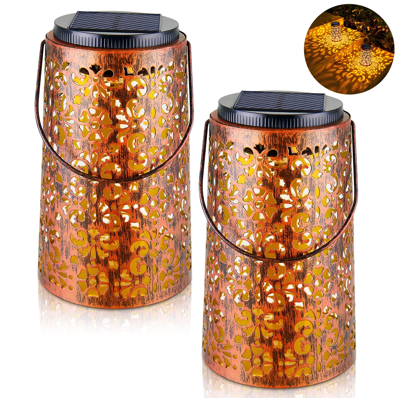 JSOT 2 Pack Hanging Solar Lanterns, 2 Lighting Modes Solar Garden ...