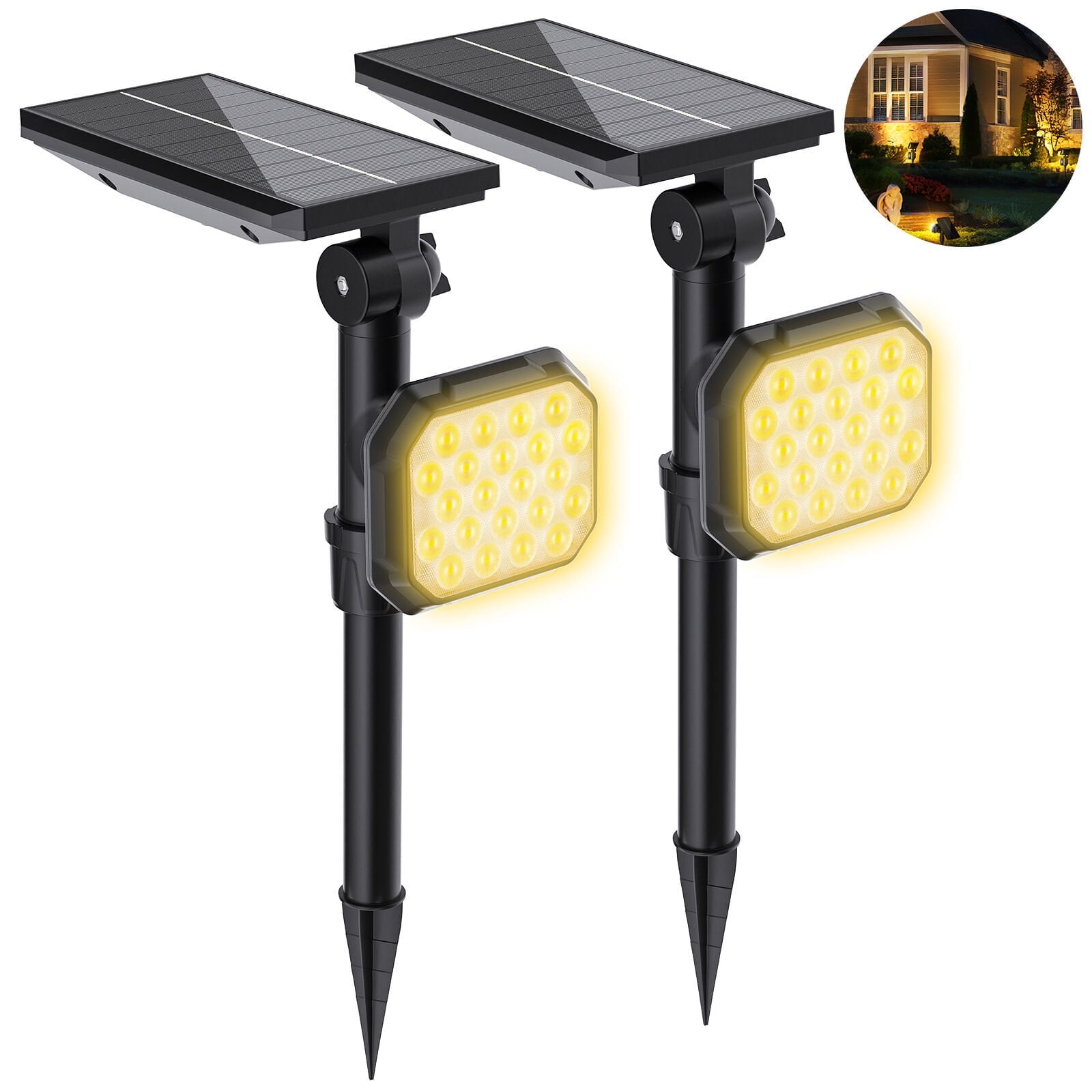 JSOT 2PCS 700lm Solar Lights Outdoor, LED Landscape Spotlights for ...
