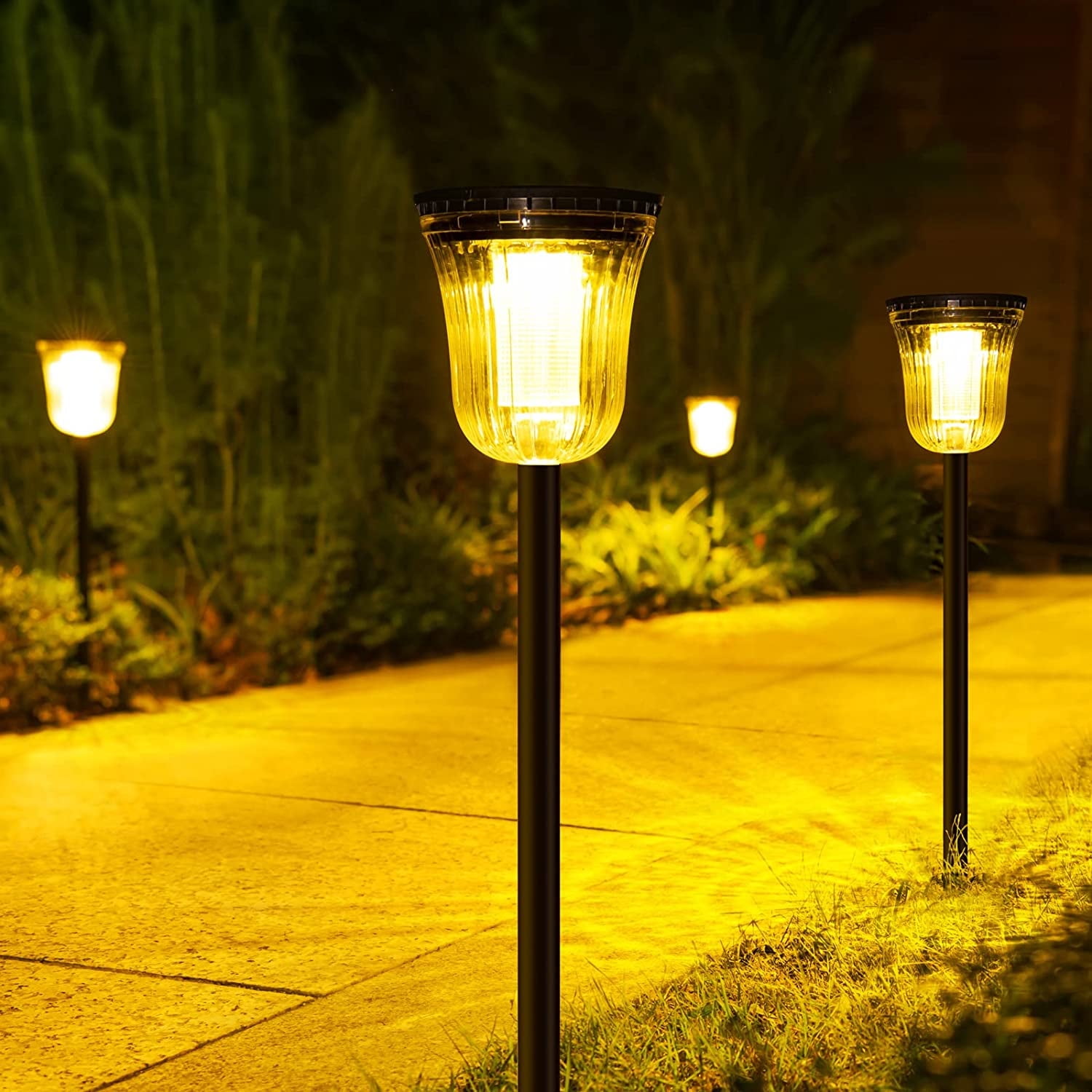 JSOT 4 Pack 200 Lumen Solar Pathway Lights Outdoor, Bright Solar ...