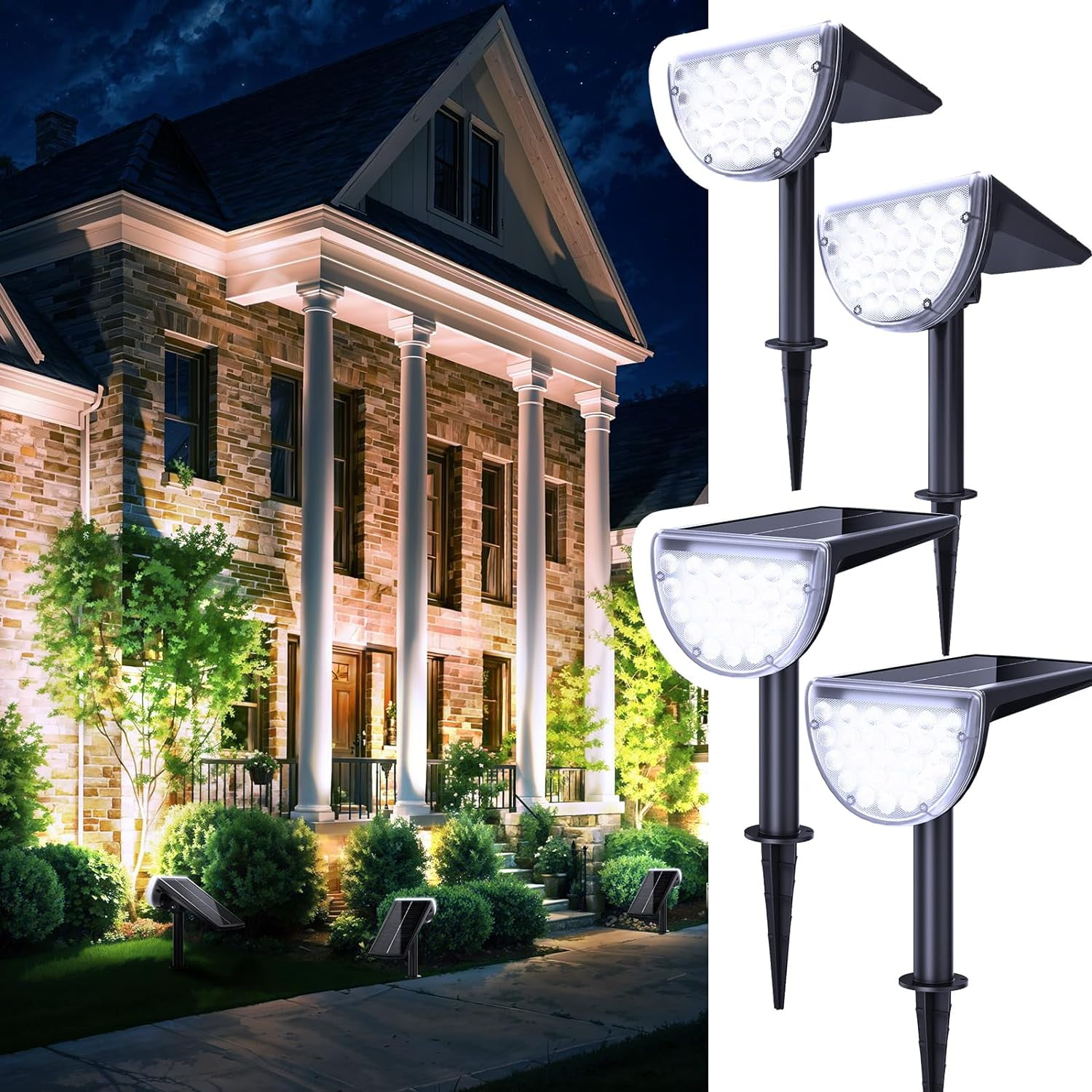 JSOT 4 Pack 600lm Solar Spotlight, Bright Solar Landscape Lights ...