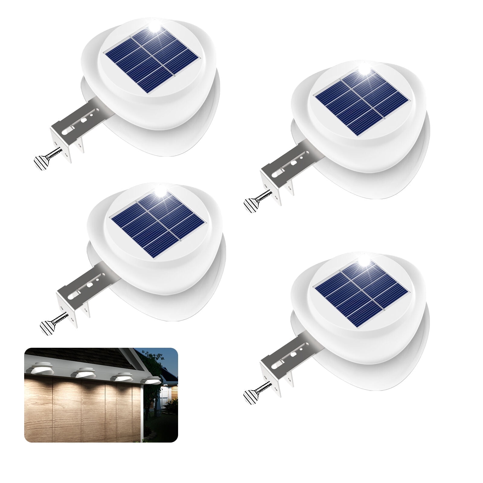 JSOT 4 Pack Solar Gutter Lights, Solar UFO Lights for Eaves, Backyard ...