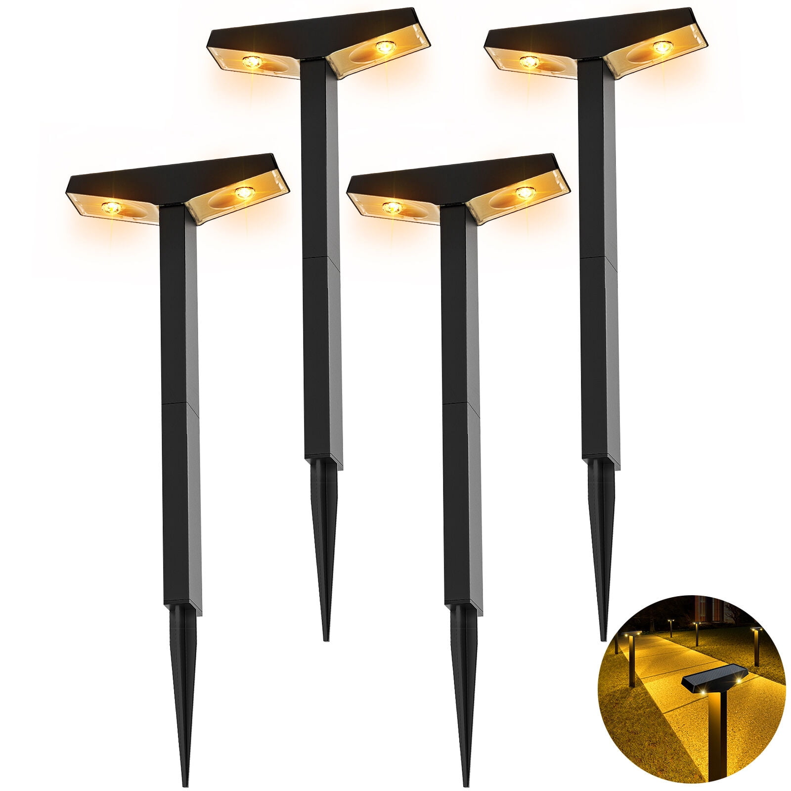 JSOT 4 Pack Solar Pathway Lights, Solar Powered Outdoor Lights ...