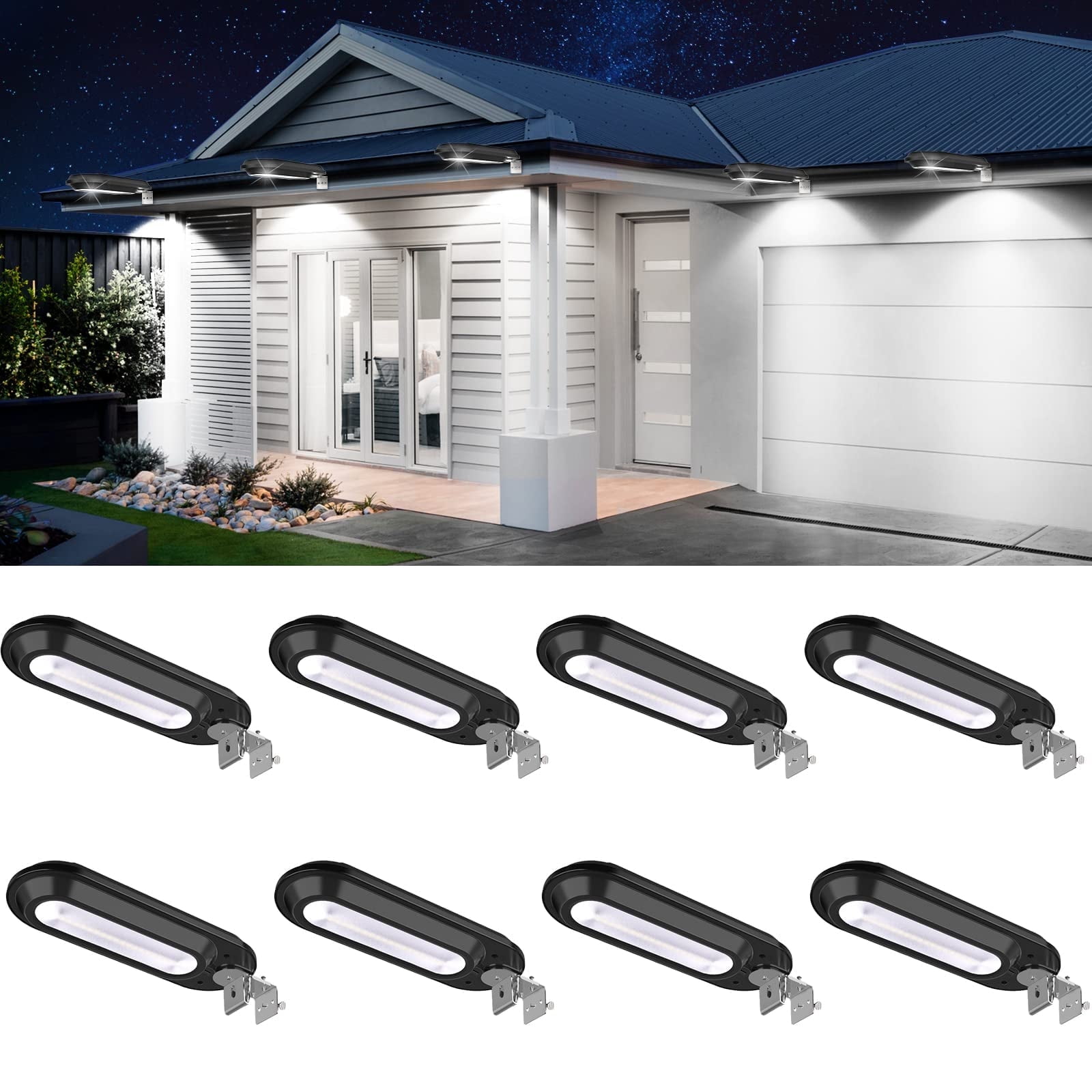 JSOT 8 Pack Solar Gutter Lights, Bright Solar Powered Outdoor Lights ...