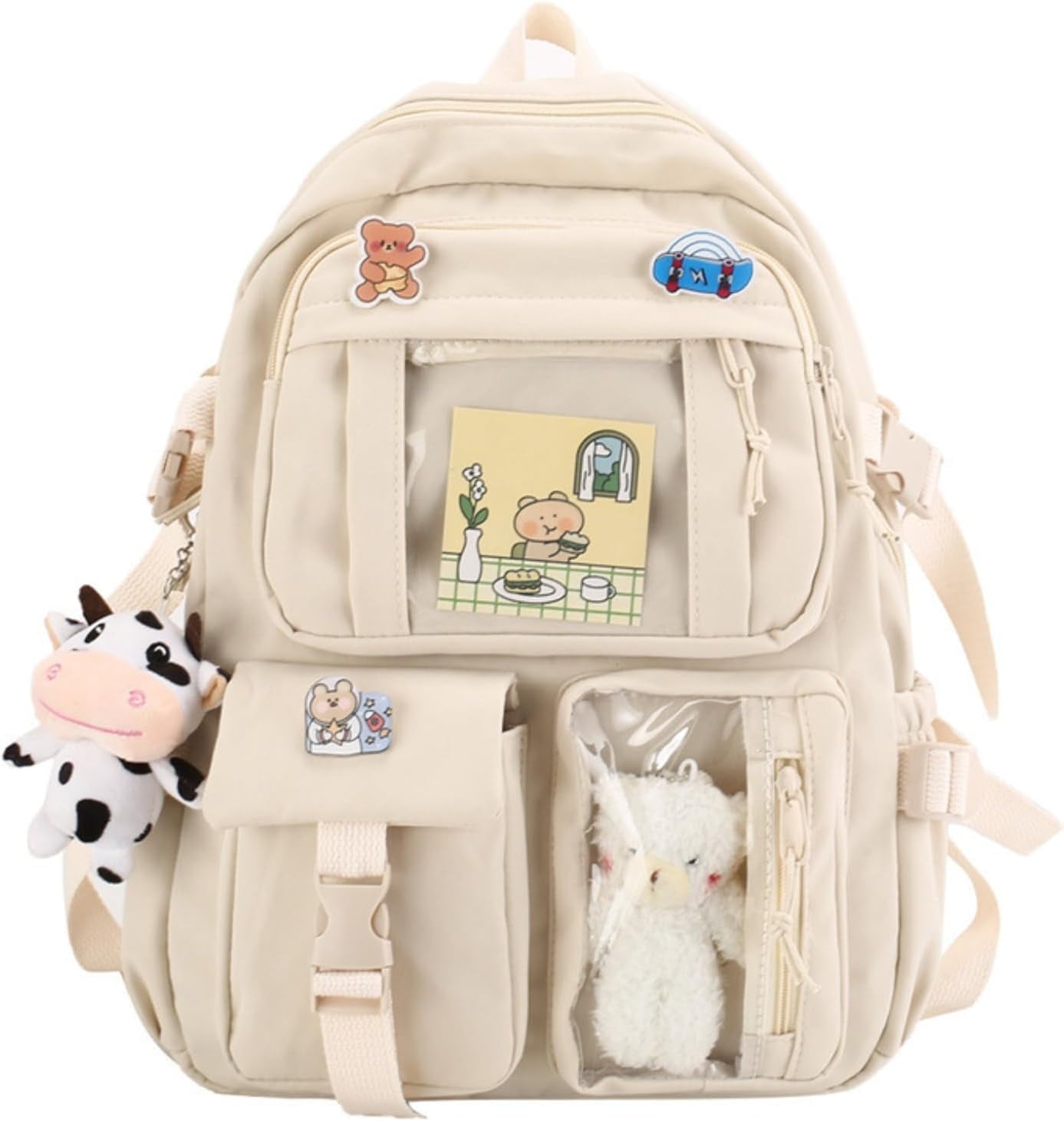 JSOT Cute Backpack with Aesthetic Pin Accessories, Lightweight Casual ...