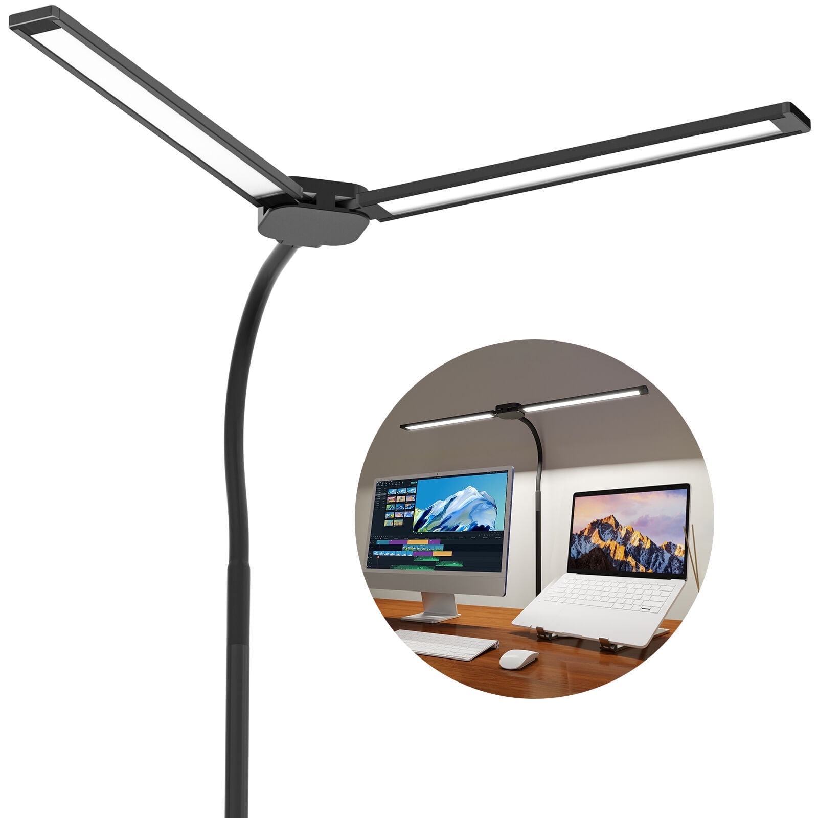 JSOT Double Head LED Desk Light, LED Desk Lamp for Home Office, 15 ...