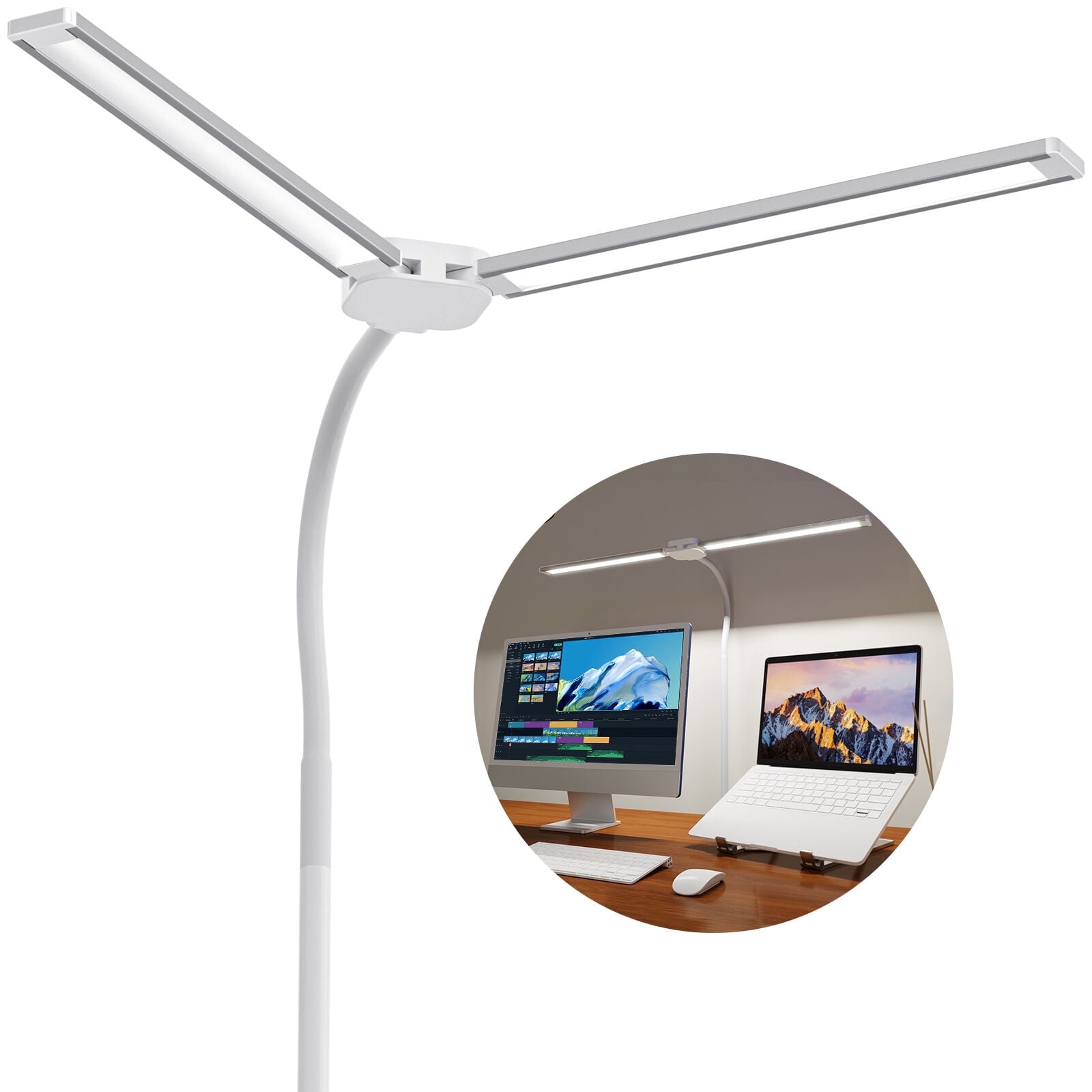 JSOT Double Head LED Desk Light, LED Desk Lamp for Home Office, 15 ...