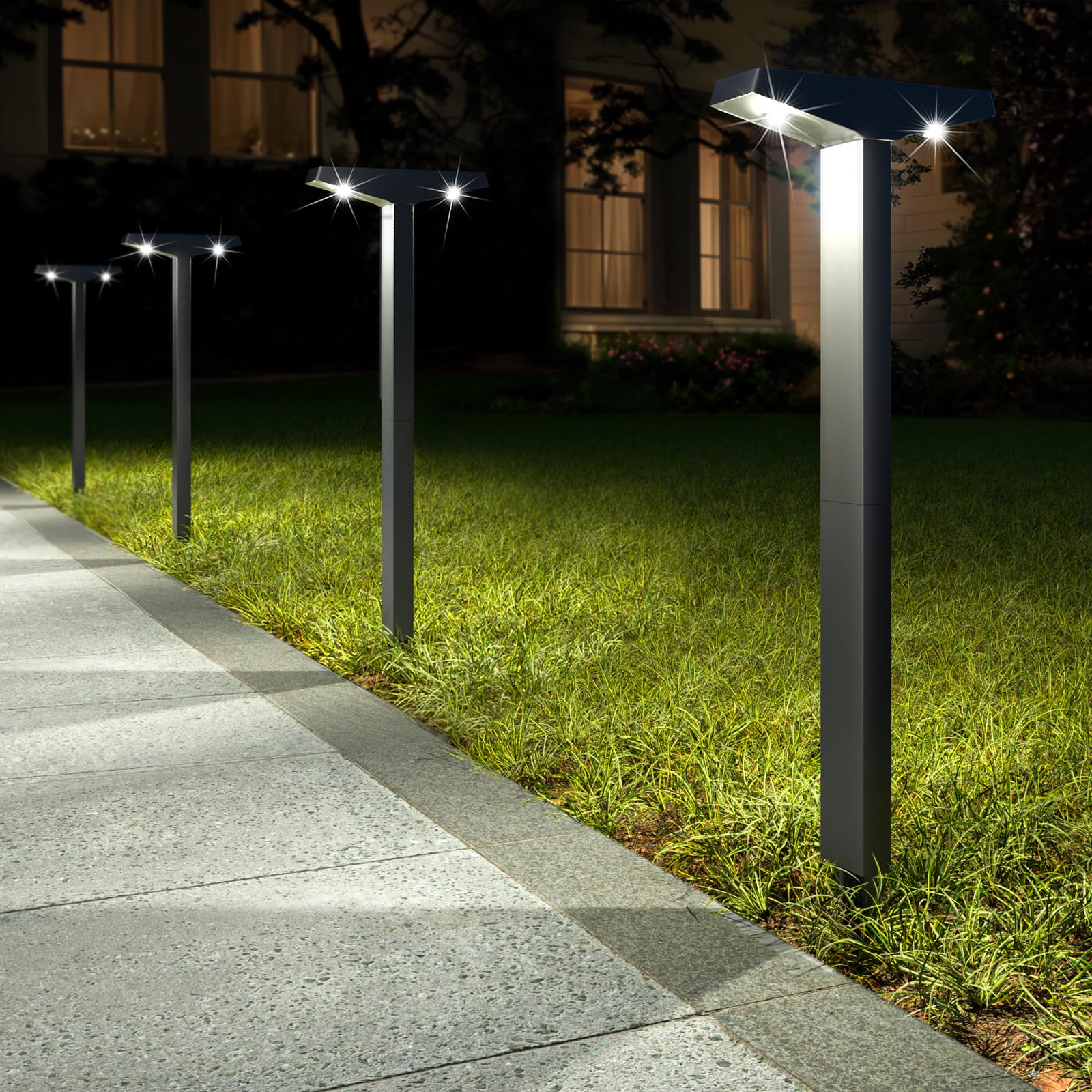 JSOT Solar Lights Outdoor RRF12 4 Pack, Solar-Powered Lighting for ...