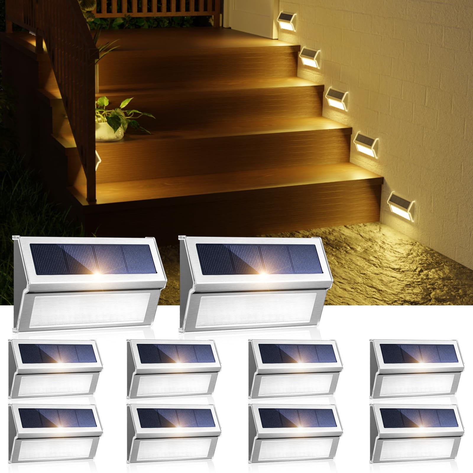 JSOT Solar Step Deck Lights for Outside Decorative - 10Pack Stairs ...