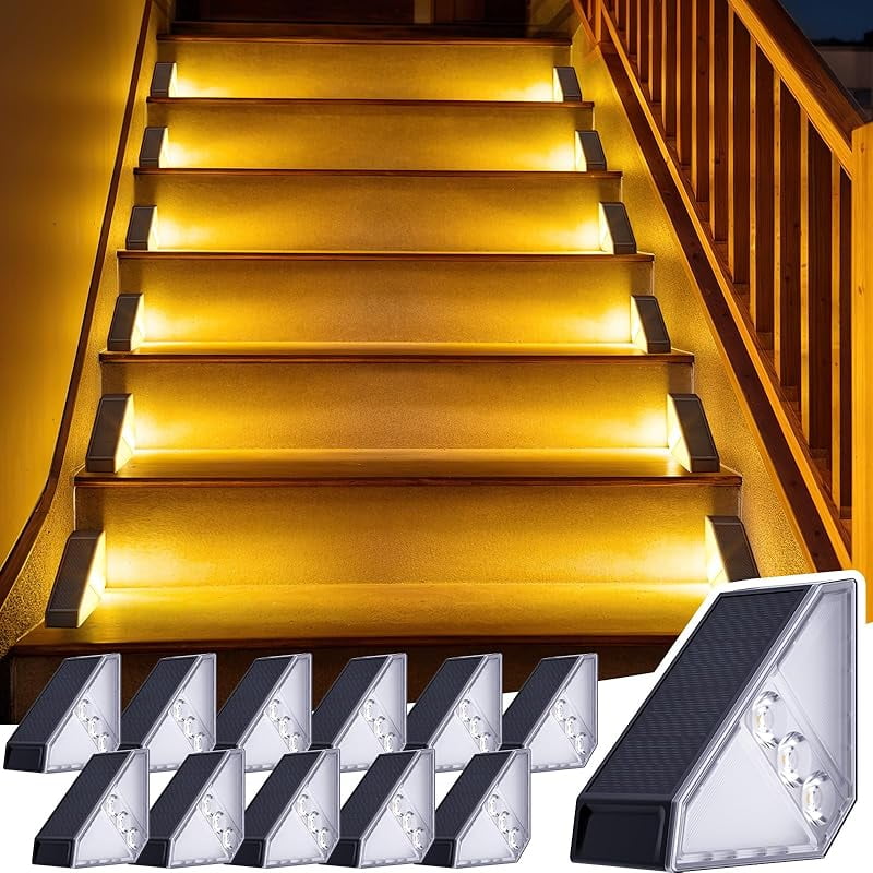 JSOT Solar Step Stair Lights Outdoor Yard Decor 10 Pack, IP65 ...
