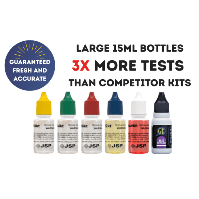 JSP Gold Silver Jewelry Testing Acid 10K 14K 18K 22K 24k Test Kit ...