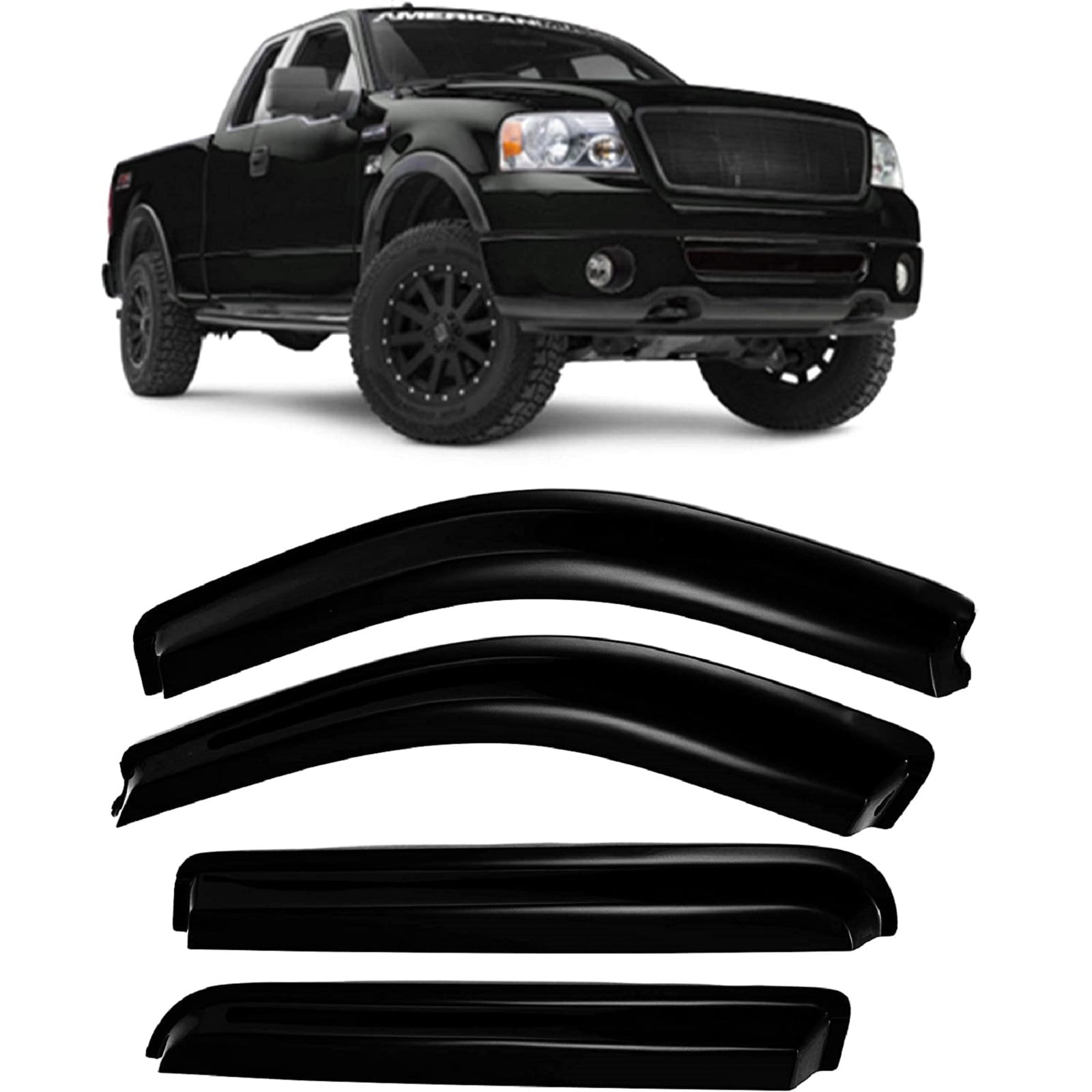 JSP Window Vent Visor For Ford F150 Super Crew 04-08 Rain Guard ...
