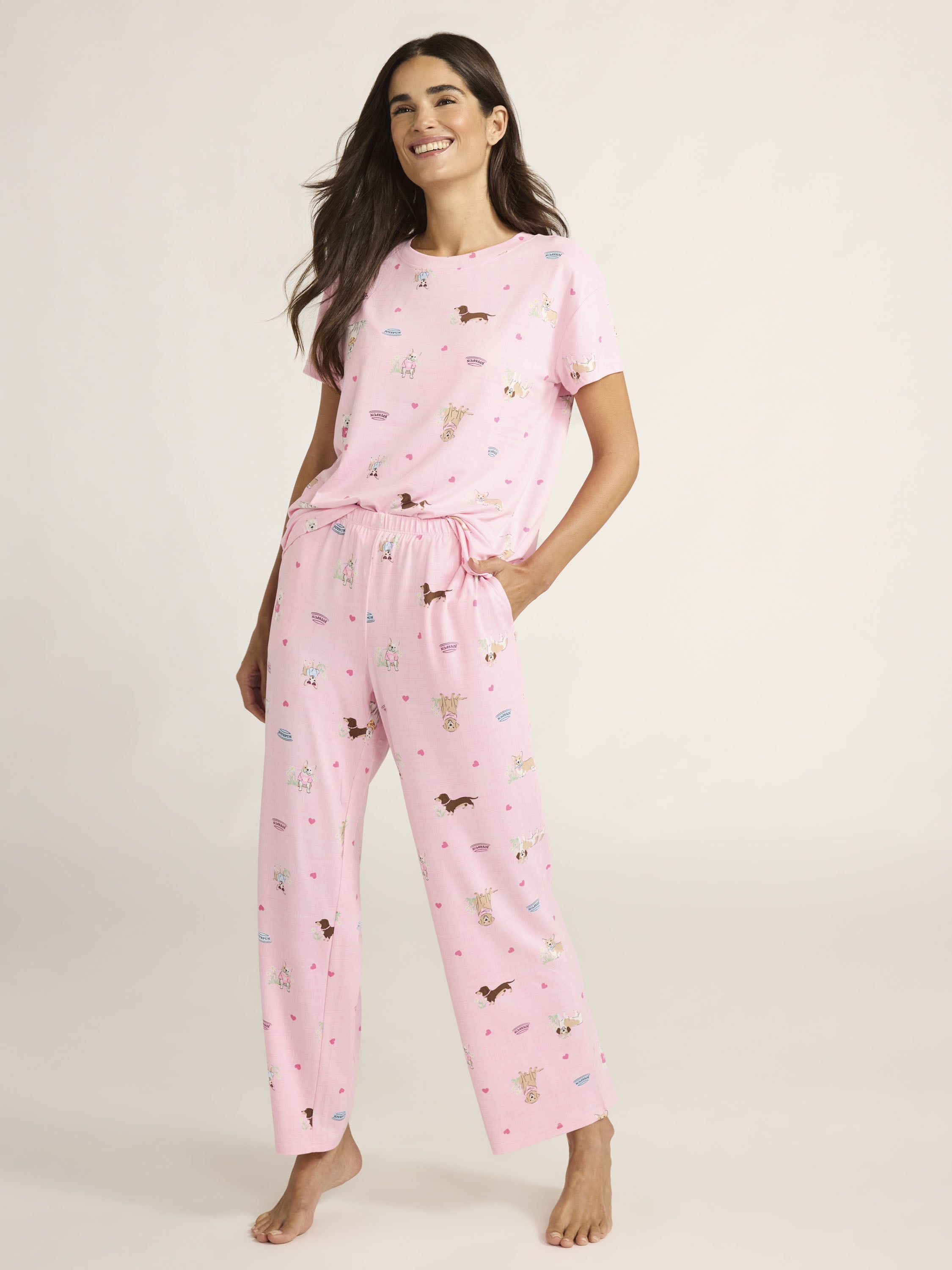 Joyspun Women's Sleep Top and Pants Pajama Set, 2-Piece, Sizes XS-3X - Walmart.com