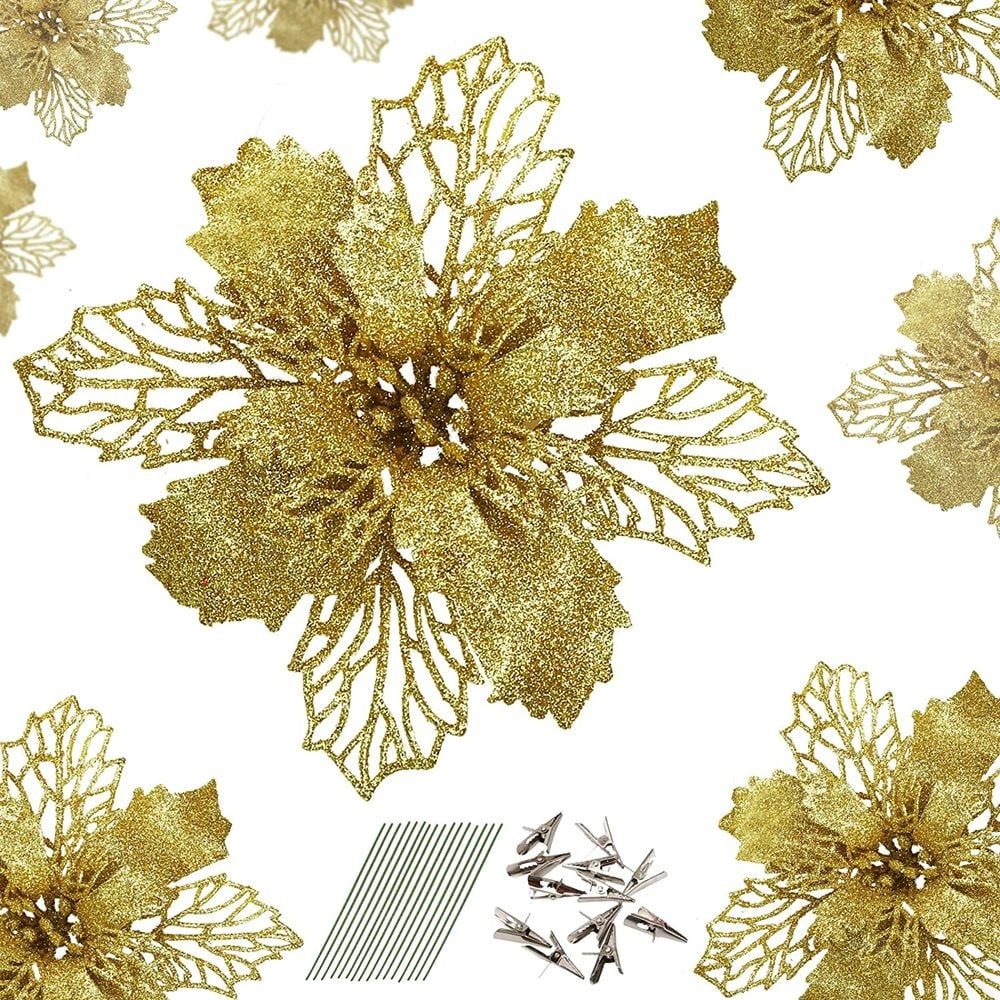 JSSH 10pcs 6.3in Glitter Artificial Christmas Tree & Wreath Ornaments ...