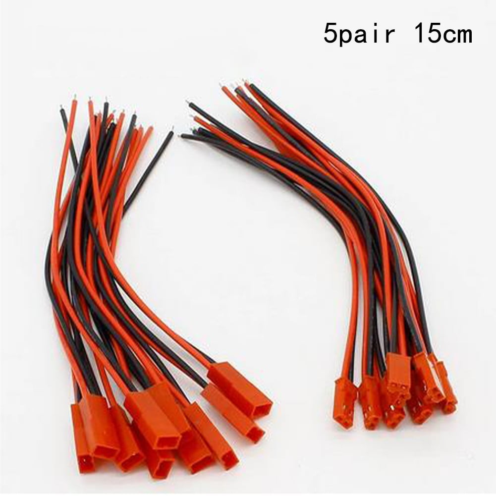 JST Connector to Plug + Socket 2 Pin Assembled Connector Cable Red ...