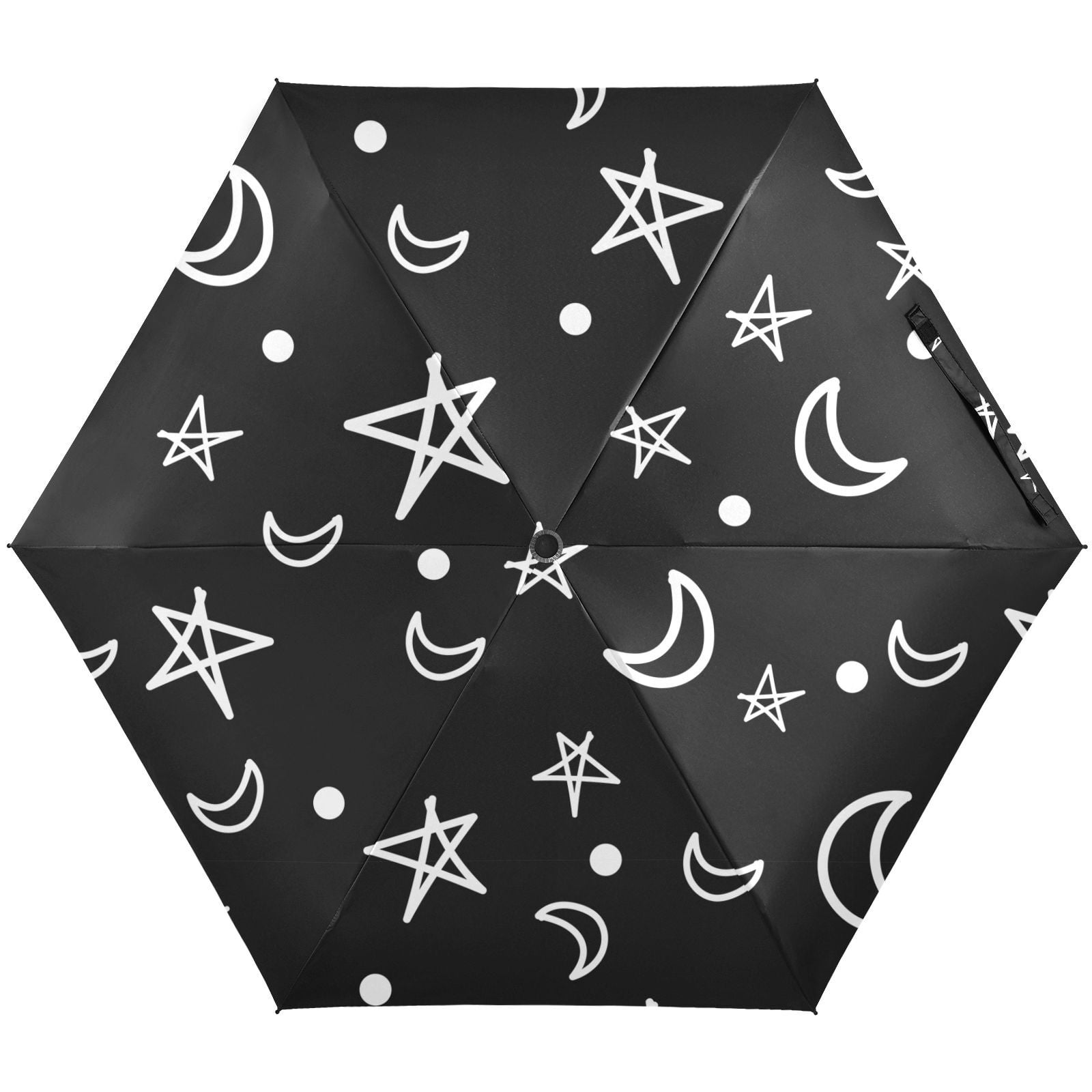 JSTEL Abstract Moon Star Folding Umbrella for Rain Sun Travel Mini ...