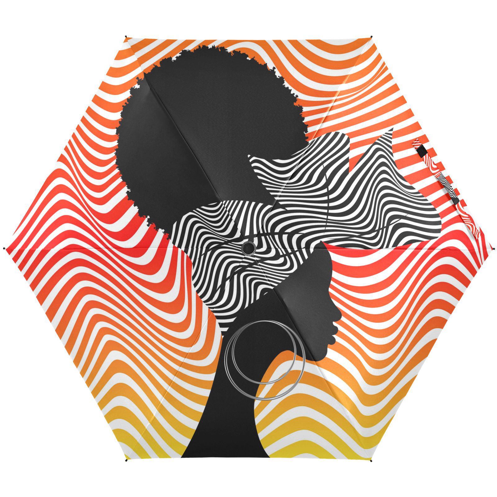 JSTEL African Aamerican Woman Afro Portrait Folding Umbrella for Rain ...