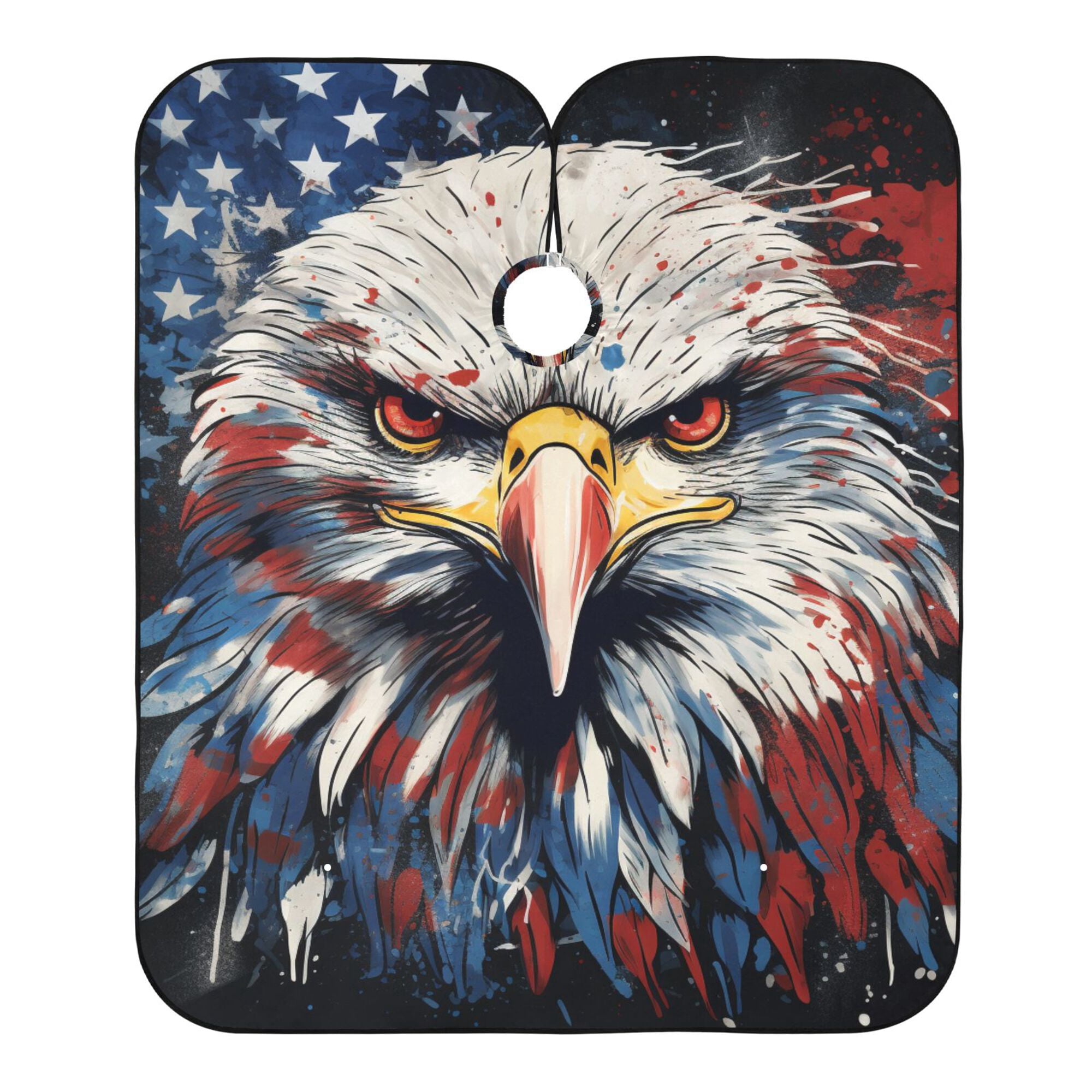 JSTEL American Flag Eagle Head Waterproof Barber Cape for Men Women ...