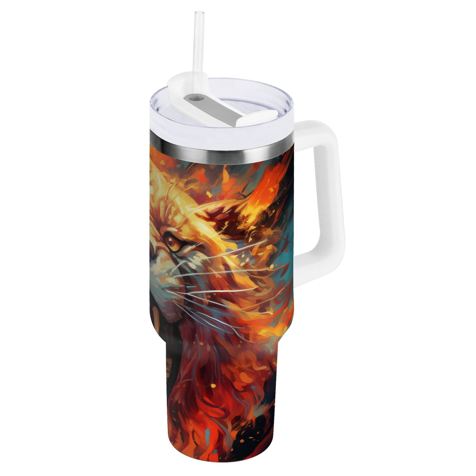 JSTEL Angry Lion Close Up 40 oz Tumbler Stainless Steel Water Bottle ...