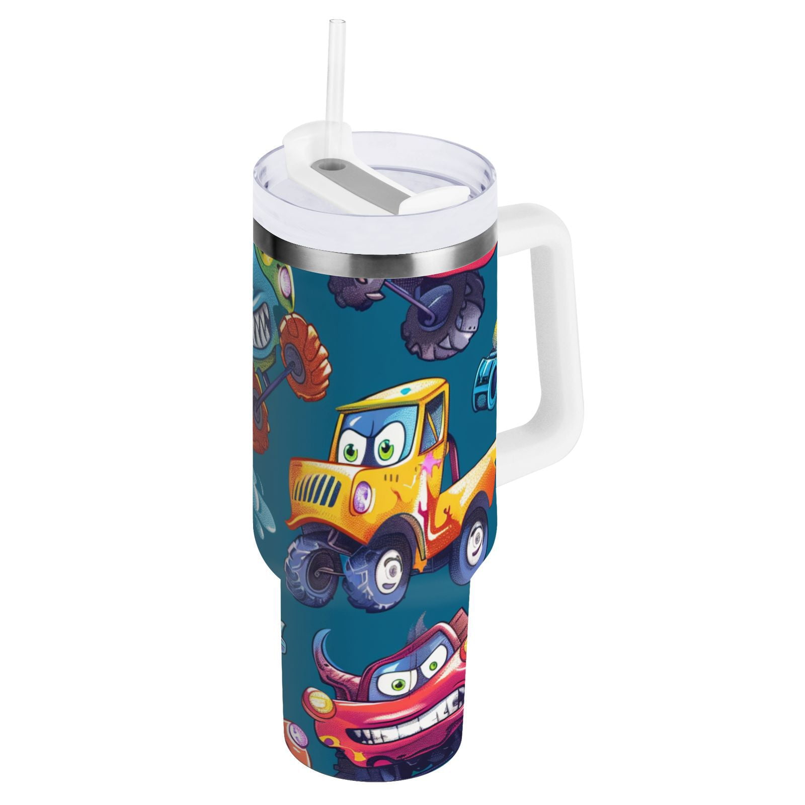 JSTEL Angry Monster Truck Cartoon 40 oz Tumbler Stainless Steel Water ...
