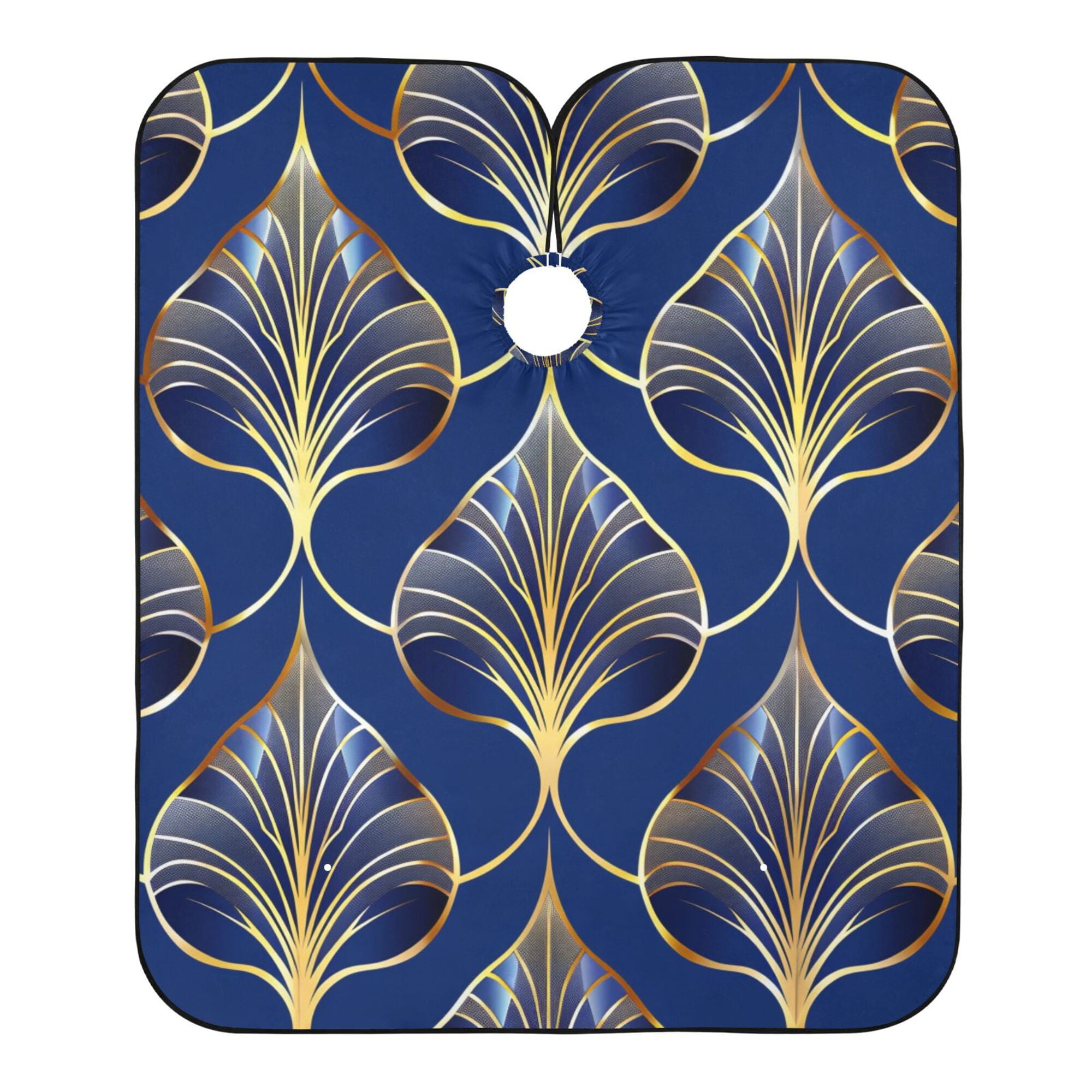JSTEL Art Deco Floral Royal Blue & Gold Waterproof Barber Cape for Men ...