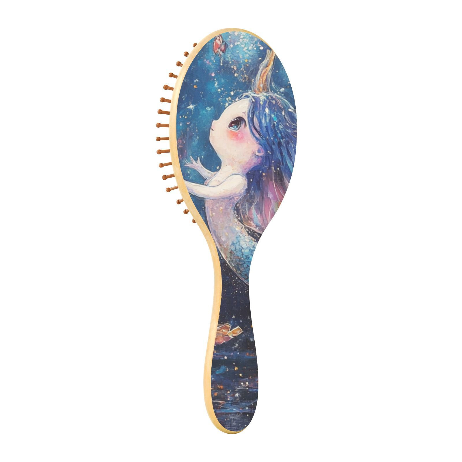 JSTEL Axolotl and Mermaid Romantic Hair Brush for Women Men Natural ...